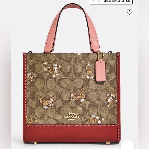 Coach | Bags | Coach Dancing Kitten Cat Print Dempsey Tote 22 In Signature Canvas New | Poshmark